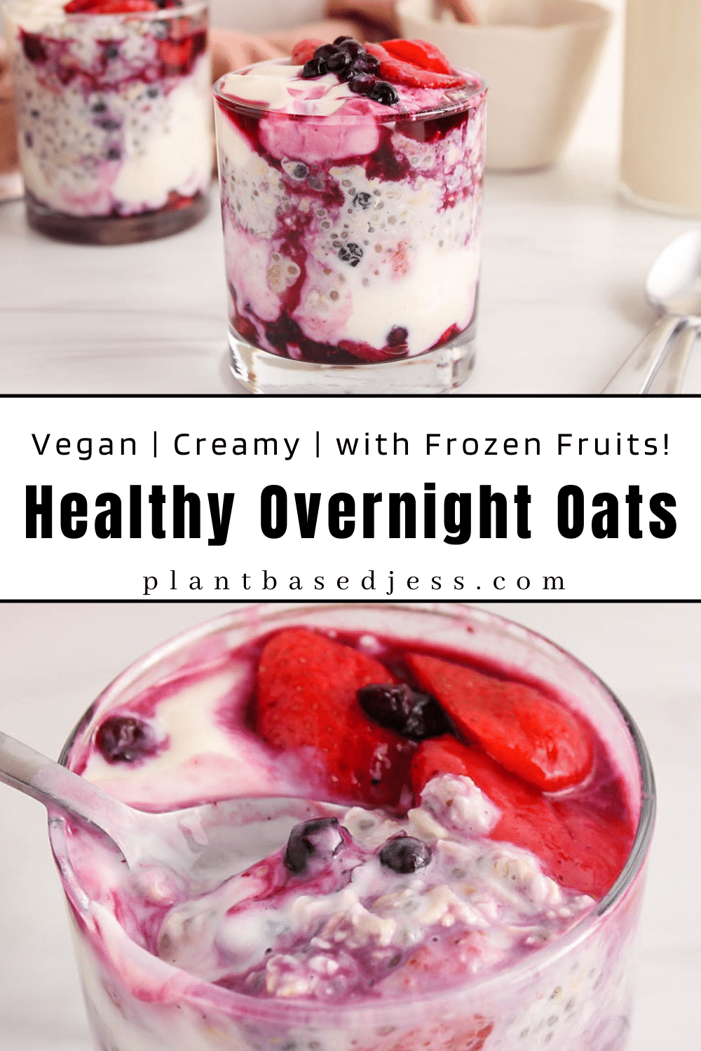 Overnight Oats with Frozen Fruit - Plant Based Jess