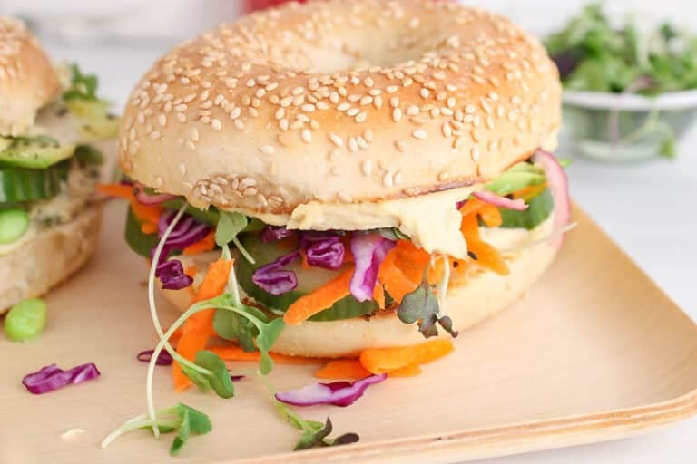 Hummus Bagel Sandwich - 3 Ways! - Plant Based Jess